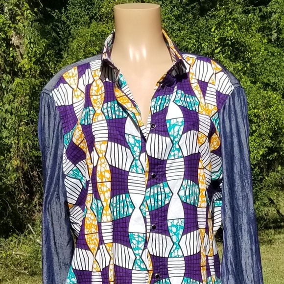 Pants & Jumpsuits | African Print And Denim Jumper | Poshmark